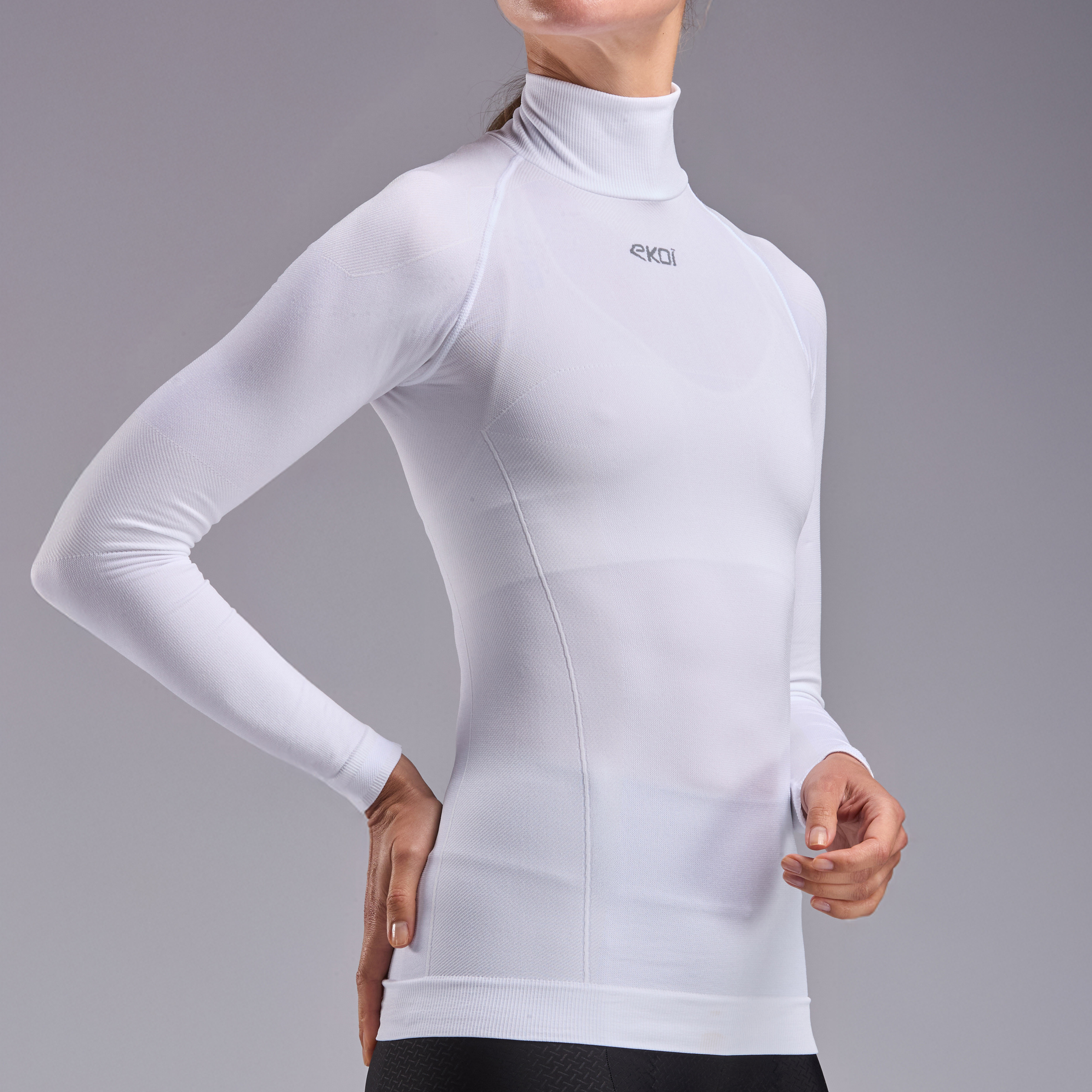 Women's Winter Base Layer EKOI Perf THERMO High Collar White - EKOI