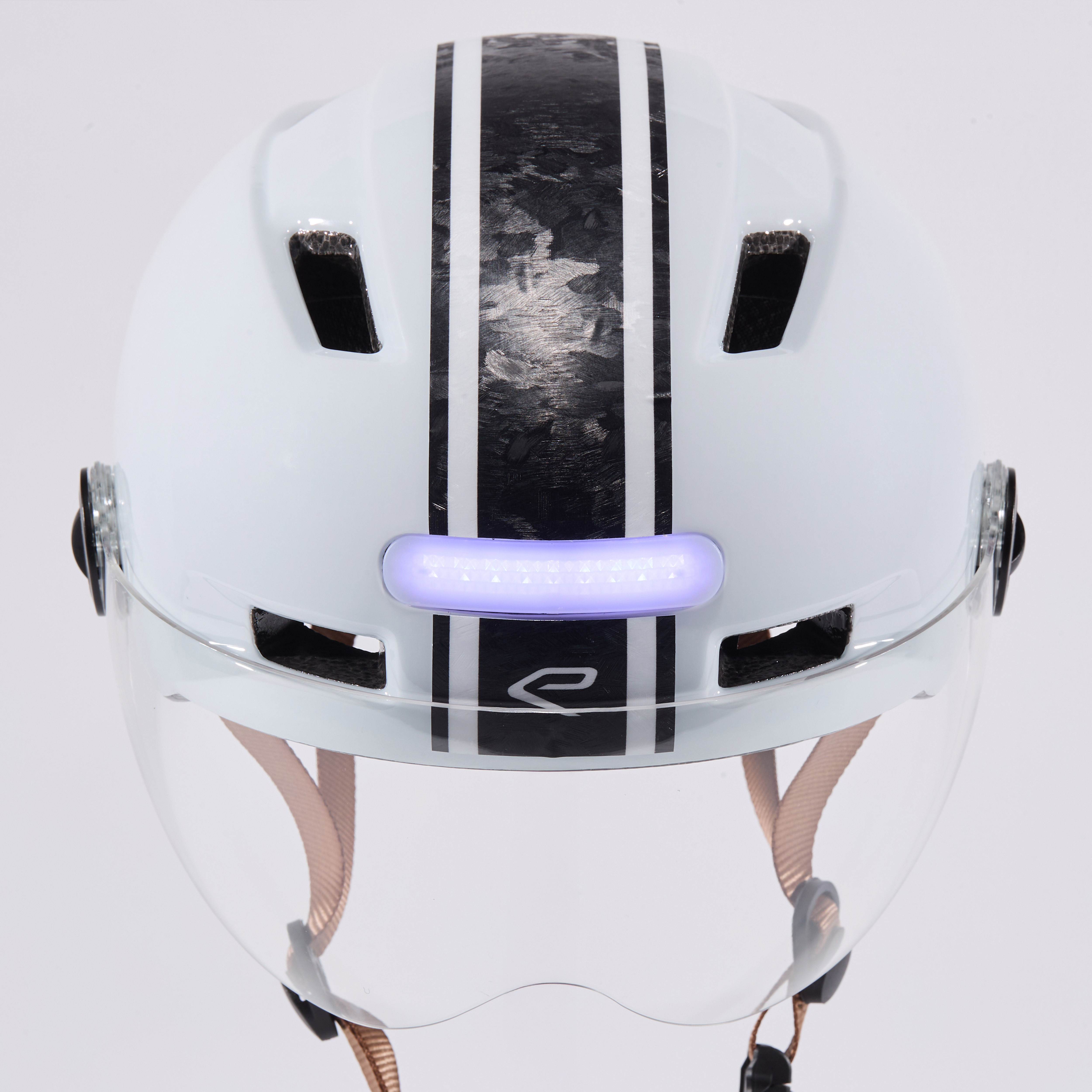 Urban helmet EKOI CITY STYLE White Screen Carbon forged Stripes White ...