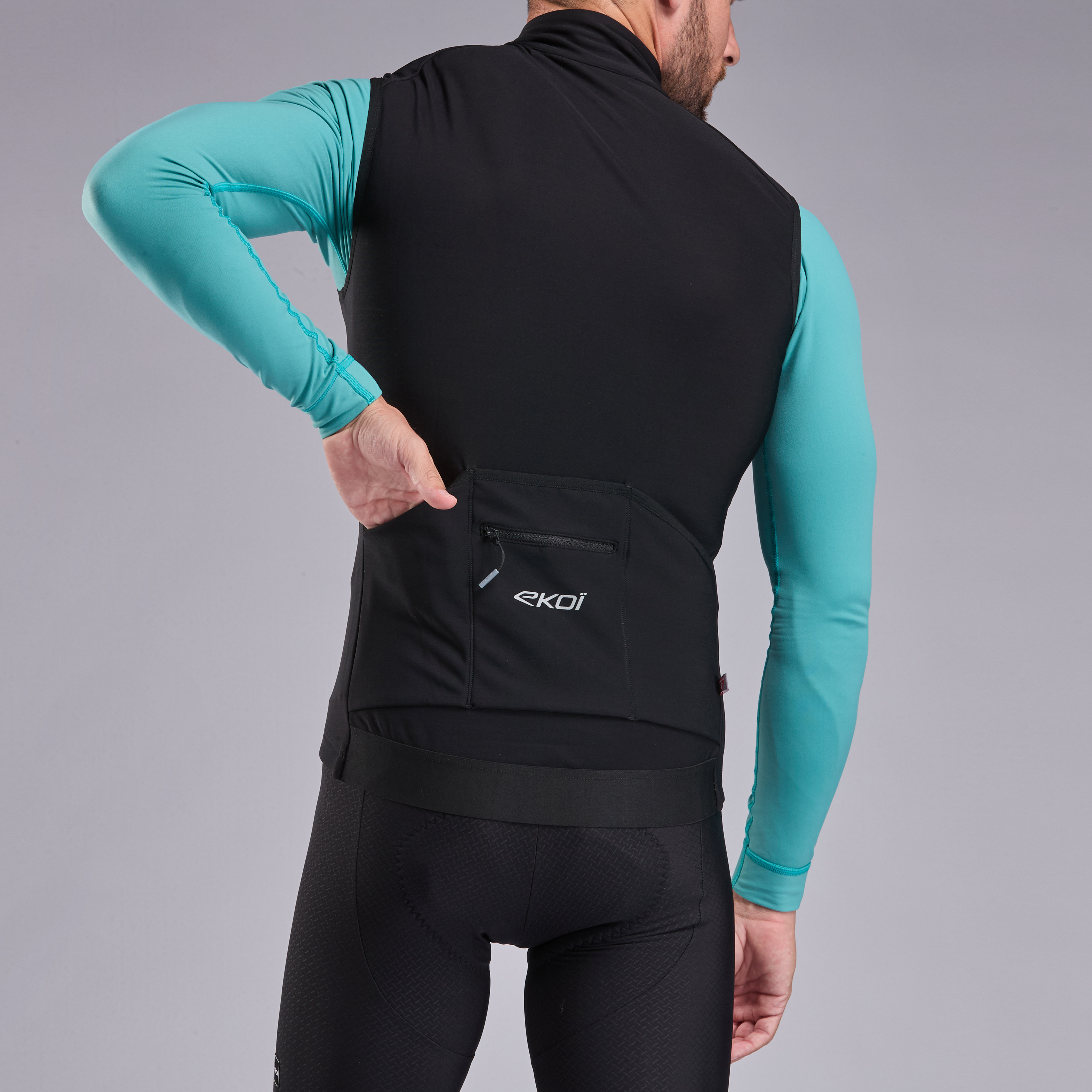 Cyklistická termo vesta EKOI Perf ELEGANCE černo-modrá - EKOI