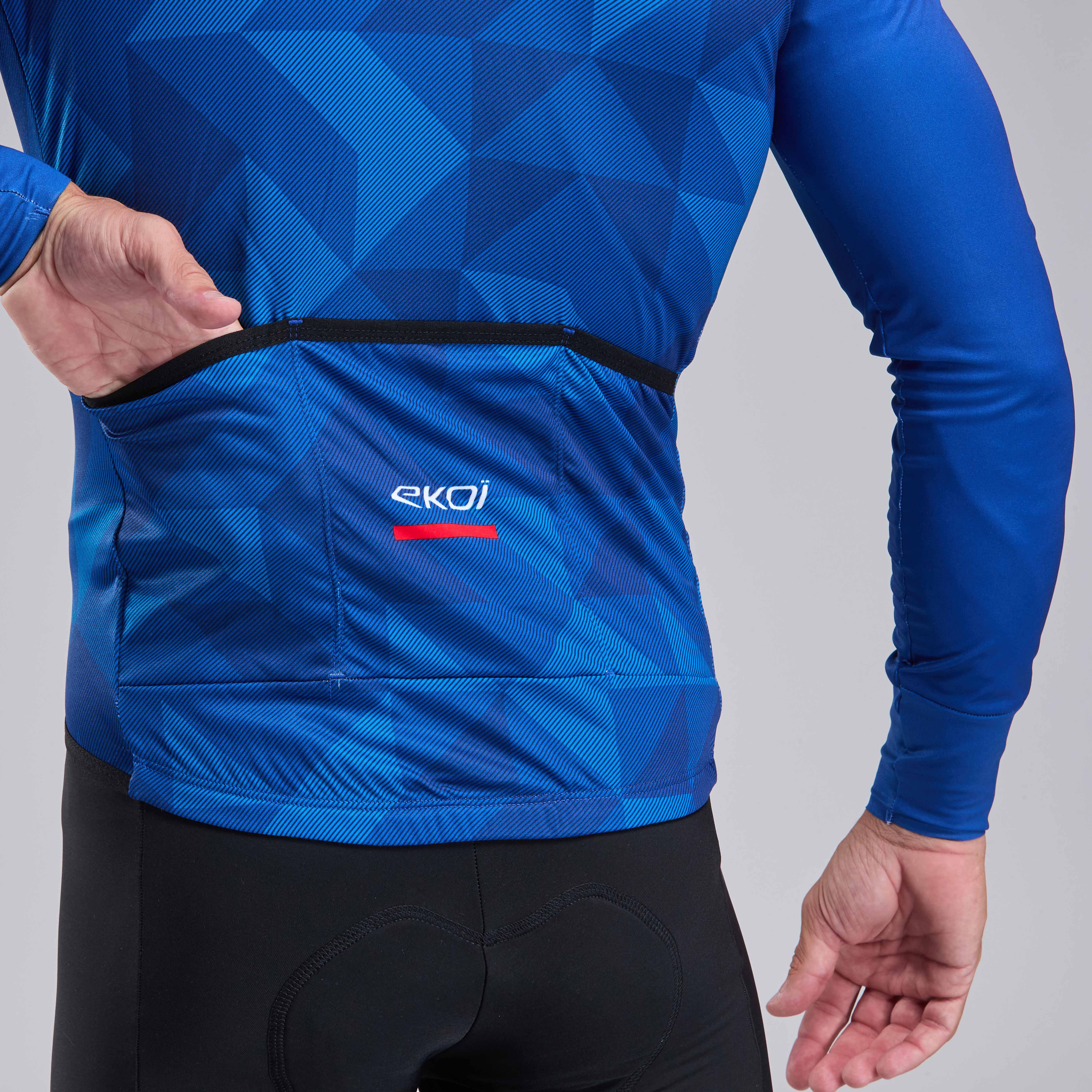 LANGARMSHIRT EKOI POLYGON BLAU - EKOI