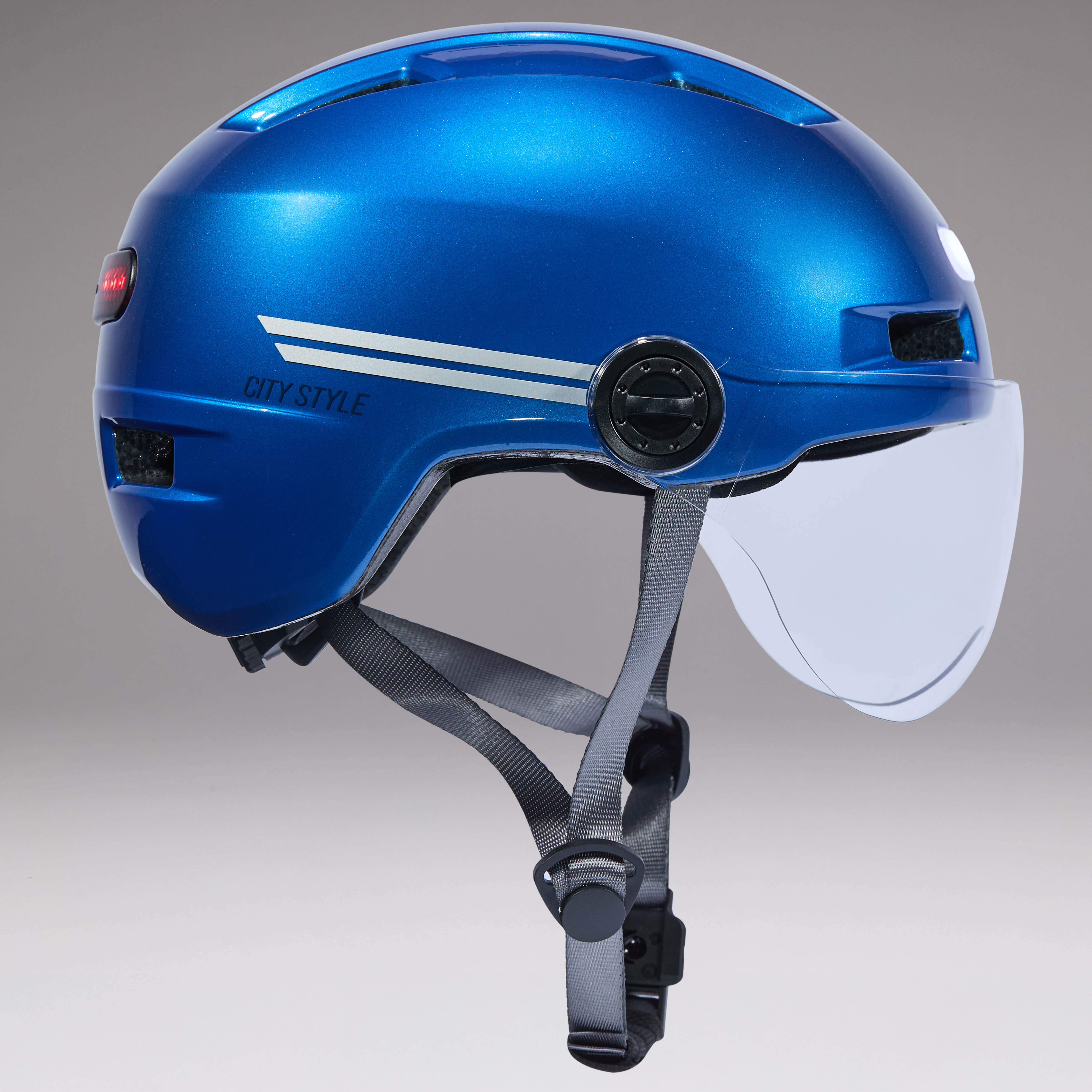 Městská helma EKOI CITY STYLE LTD STRIPES se štítem Blue Reflective - EKOI